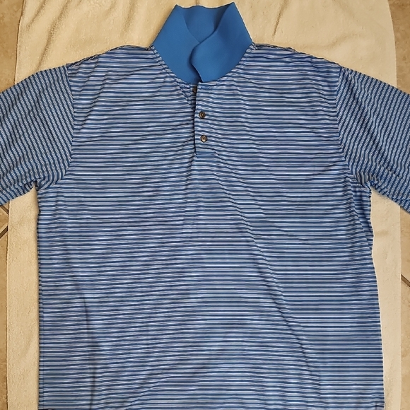 Pebble Beach | Shirts | Pebble Beach Blue And Black Striped Polo Shirt ...